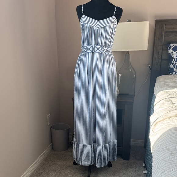 Max Studio | Dresses | Max Studio London Blue And White Striped Maxi ...